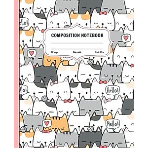 Kitten Composition Notebook: Adorable Little Cats Notebook Gift with 100 Pages Wide Ruled Lined White Paper 7.5x9.25 in | Notebook Journal for Teen, Kids, Students and Adults.