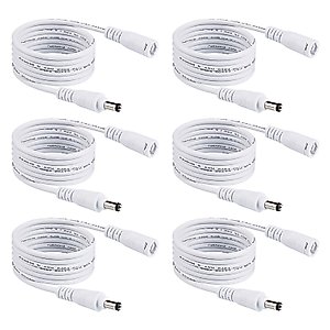 TORCHSTAR 4ft Extension Cable, for LED Recessed Lighting with Junction Box, Slim Downlights, Ultra-Thin Lights Accessories, UL Listed Interconnect Cord, Pack of 6