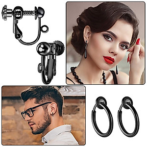 Hicarer 10 Pairs Clip on Earring Converter Non Pierced Earrings Components with Post for Non-Pierced Ears, with 12 Pairs Comfort Earring Pads for Women