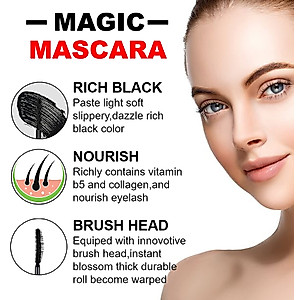 Mascara Black Volume and Length 4D Silk Fiber Lash Mascara Waterproof Mascara Voluminous Eyelashes,Dramatic Extension,Long Lasting Fiber Mascara Liquid Lash Extensions Mascara