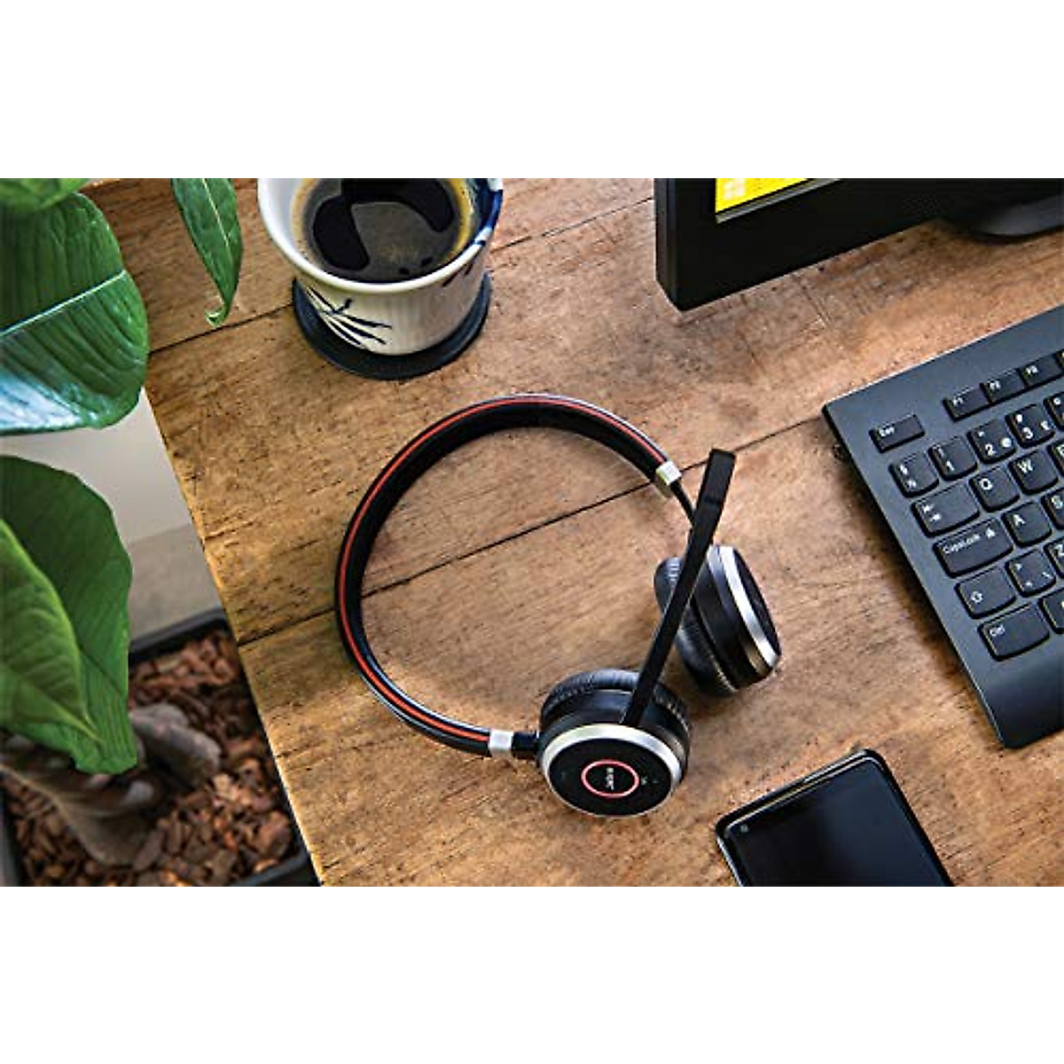 Jabra Evolve 65 Bluetooth Stereo Headset Bundle, MS Version, Two Mic Cushions, USB Dongle, Charging Stand, Compatible for Skype for Business, Lync, Teams, Voice & Video Apps, Smartphones, Pc, Mac