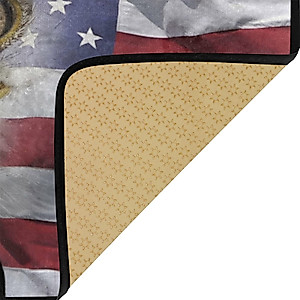 Kitchen Rugs Runner Bald Eagle with USA Flag Doormat Bath Rugs for American Independence Day July 4th Area Rugs for Bathroom Kitchen Indoor 39" X 20"