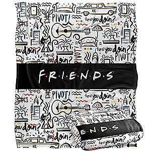 Friends Let's Be Friends Pattern Officially Licensed Silky Touch Super Soft Throw Blanket 50" x 60"