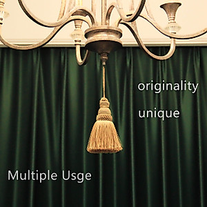 BEL AVENIR Gold Tassels Key Tassel with Loops Handmade Craft Charms DIY Accessories Elegant Soft Making Curtain Home Decoration (Gold, 2 pcs)