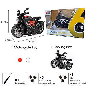 YA LE MING Motorcycle Toy for Boys - Pull Back Motorcycle Toys with Light and Music Toys Motorcycle Model,The Best Gift for Children,Toy Motorcycle for Kids 3-9 (White)