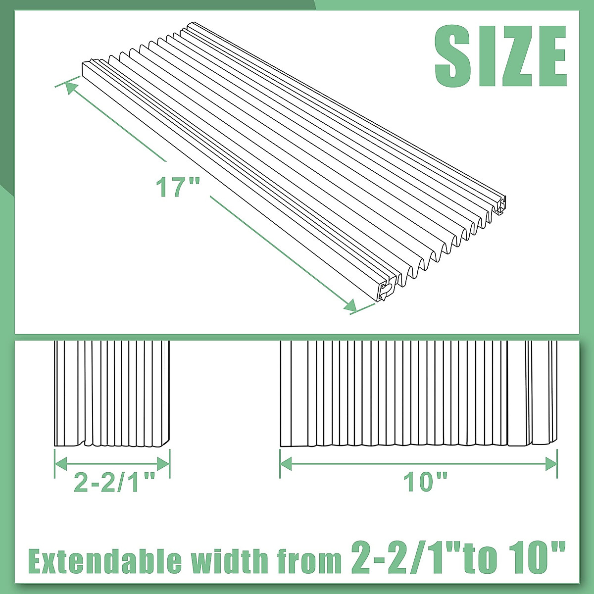 Memrita Window Air Conditioner Side Panels Kit, Adjustable Air Conditioner Replacement Screen, Window AC Side Panels Fits Up to 17 x 10 inch, White