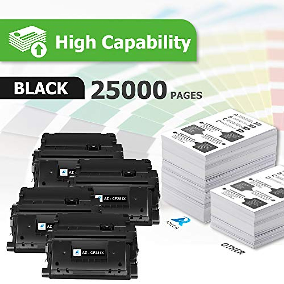 Aztech Compatible Toner Cartridge Replacement for HP 81X CF281X 81A CF281A for Enterprise MFP M605 Toner M605n M605dn M605x M606 M606n M630 M630h M630dn M630z M632 Printer (Black, 4-Pack)