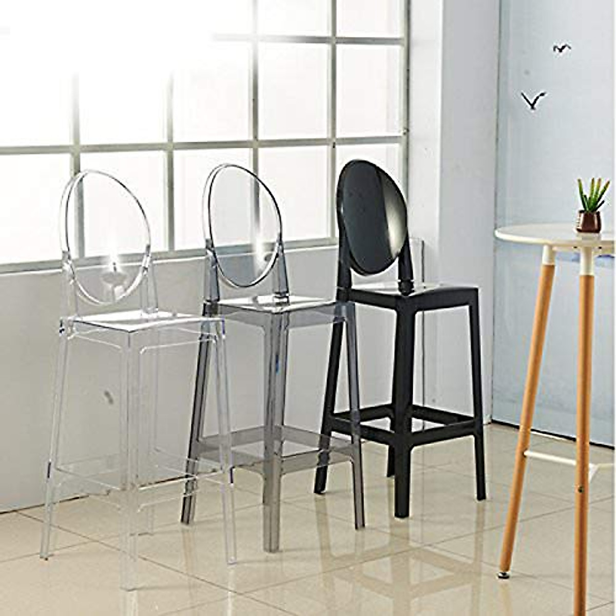 2xhome Transparent Modern Mid Century Armless With Back Ghost Counter Height Bar Stool Chair 25",