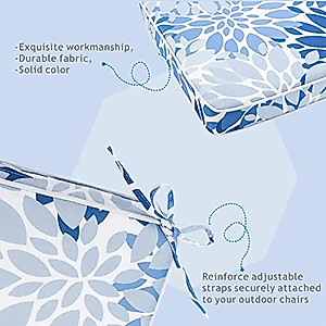 JMKaixin Patio Chair Cushion 19 x 19 Inch Waterproof Outdoor Seat Cushions for Patio Furniture Garden Sofa Couch Chair Pads with Adjustable Straps, Set of 2