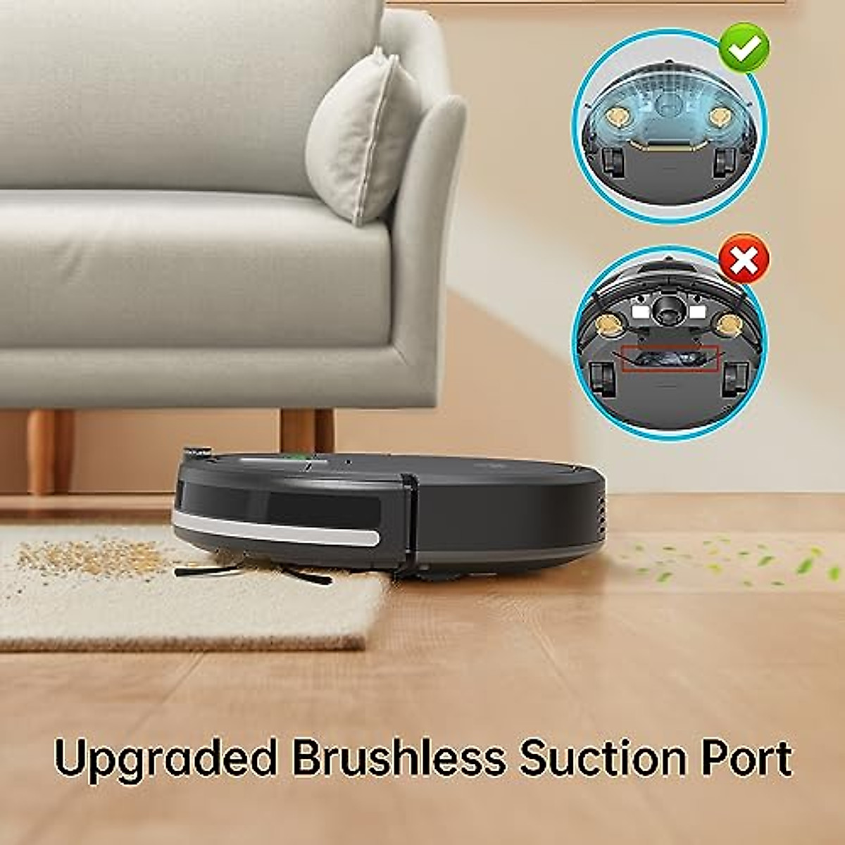 Huije Auto Self Charging Robot Vacuum Cleaner, 2000Pa Super Thin Robotic Vacuum,120Mins Max,Tangle Free,Quiet Cleaning Robot Vacuum for Pet Hairs,Dust,Hardwood Floors & Carpets