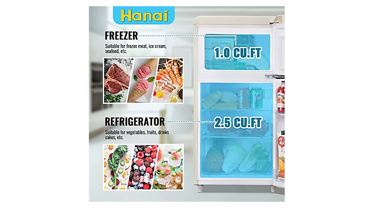 WANAI Retro Mini Fridge with Freezer - Compact & Stylish