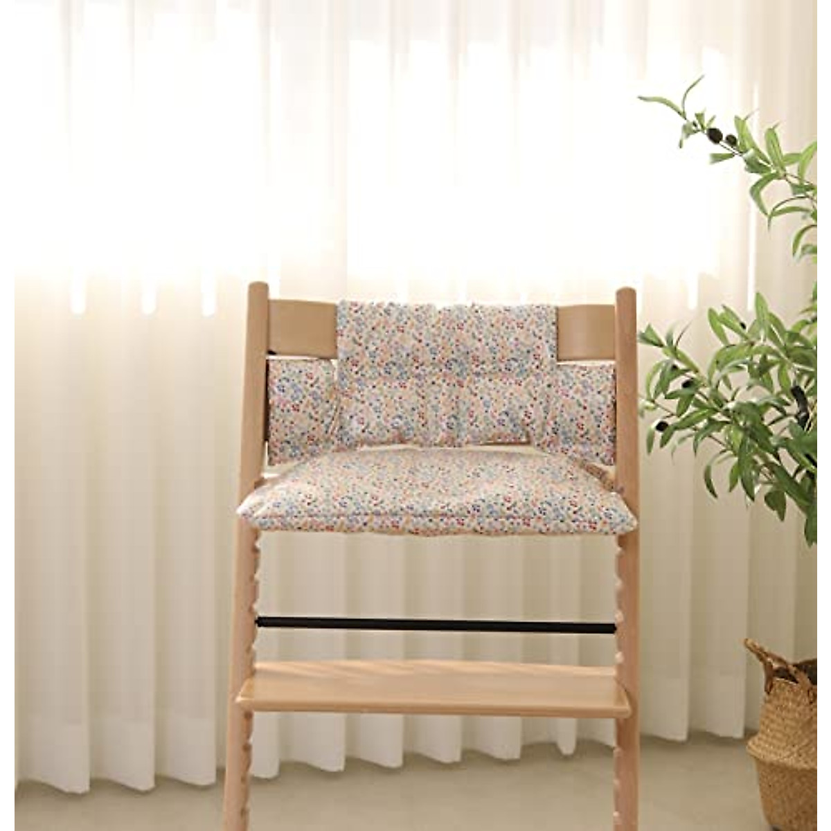 Gembebe Waterproof & Compatible Stokke Tripp Trapp Cushion Set - Easy to Clean Stokke Tripp Trapp Newborn Set - 100% Cotton Stokke Tripp Trapp High Chair Cushion Set (Flower Garden / 49.5 Counts)