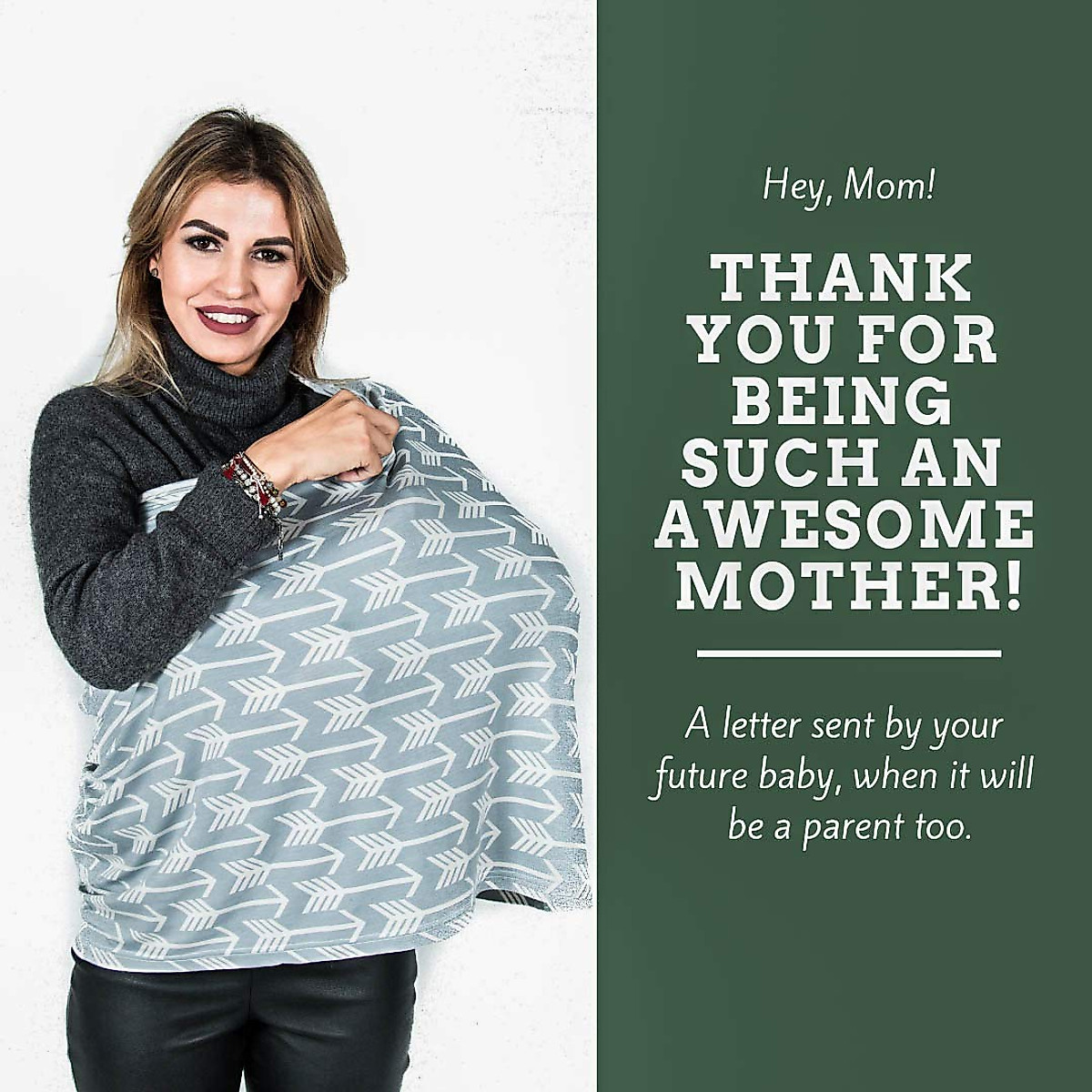 Infant Car Seat Cover, Stretchy Nursing Scarf, Car Seat Canopy, Shopping Cart Cover, High Chair Cover protects Babies and Breastfeeding Mothers. Multiuse Cover for Babies (Arrows)