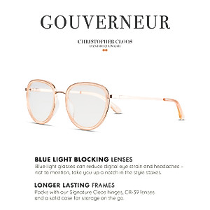 Christopher Cloos - Gouverneur - Champagne - Danish Design Blue Light Glasses for Men & Women - Fashion designer glasses - Computer Glasses - Unisex - Non Prescription - Prescription Ready