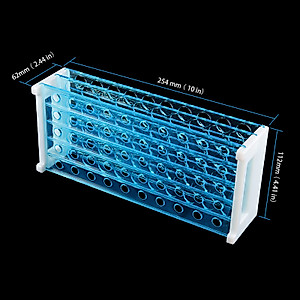 HOIGON 5 Pack 50 Holes Plastic Test Tube Rack, Detachable Lab Test Tube Rack Holder for 13/16 mm Tubes, Light Blue