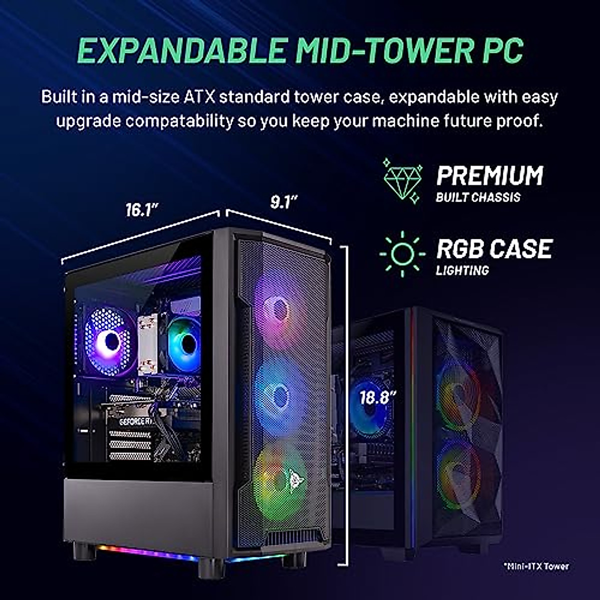Skytech Shadow Gaming PC Desktop – AMD Ryzen 5 3600 3.6 GHz, NVIDIA RTX 3060, 1TB NVME SSD, 16GB DDR4 RAM 3200, 600W Gold PSU, 11AC Wi-Fi, Windows 11 Home 64-bit,Black