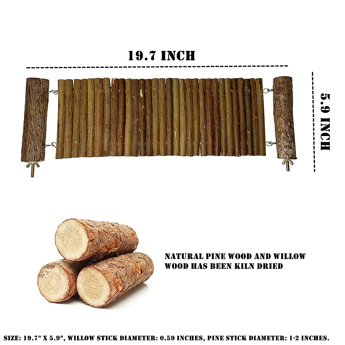 Chinchilla Wooden Ladder Bridge Platform Toy, Chinchilla Suspension Bridge, Small Animal Climbing Toys for Chinchilla Hamsters Sugar Glider Squirrel Gerbils Rat and Other Small Animals