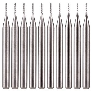 LIBOQIAO 10Pcs 0.6mm Carbide End Mill Engraving Milling Cutter CNC Router Bits for PCB Machine, 1/8" Shank