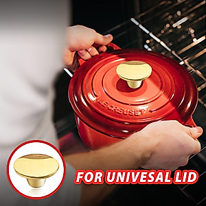 Uenhoy 4 Pcs Dutch Oven Knob Stainless Steel Pan Pot Lid Handle Replacement Knobs for Le Creuset, Aldi, Lodge and Other Enameled Dutch Oven, Gold