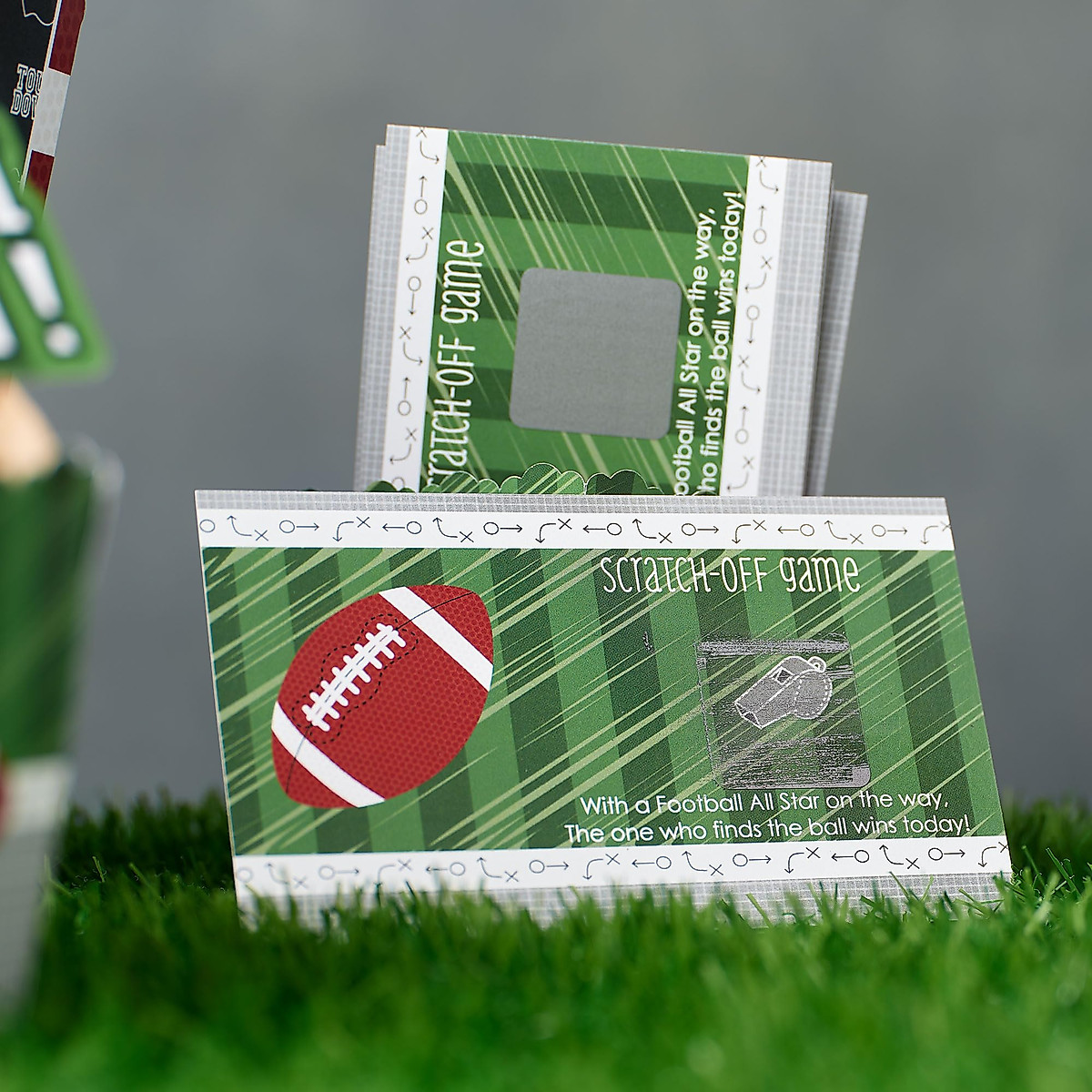 Big Dot of Happiness End Zone - Football - Baby Shower or Birthday Party Game Scratch Off Cards - 22 Count