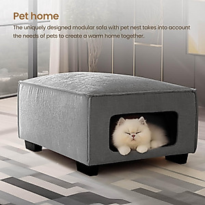 108.7 Inch Convertible U Shape Sectional Sofa, Modern Chenille Fabric, L Shaped 5 Seater Living Room with Chaise, High Support and Soft Foam with Storage and Cat Hole Footstool