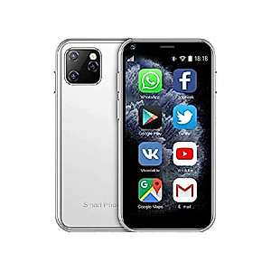 SOYES XS11 3G Mini Smartphone 2.5Inch WiFi GPS China Mobile 1GB RAM 8GB ROM Quad Core Android Cell Phones 3D Glass Slim Body HD Camera Dual Sim Google Play Cute Smartphone (White)