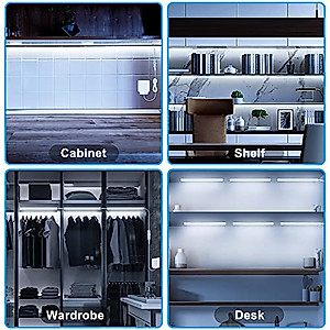 Maylit Under Cabinet Lights Plug in, 3 Pcs 12 Inch Ultra Thin Under Cabinet Lighting, Super Bright Daylight White Under Counter Lights for Kitchen, Dimmable Light for Cabinet, Counter, Workbench, Desk