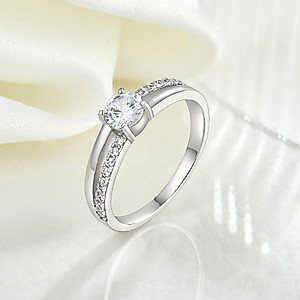 YL Solitaire Wedding Rings for Women 925 Sterling Silver Cubic Zirconia Statement Rings for Anniversary Engagement-size 5