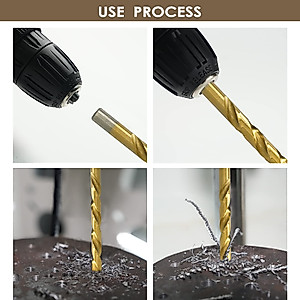 BeHappy Drill Bit Set 99 Pcs, Titanium Coated Drill Bit Set, Drill Bits for Metal and Wood, High Speed Steel Drill Bit Set for Aluminum Alloy, Copper, Wood, Plastic, Hard Storage, 1/16"-1/2"