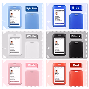 3 Pack Sliding ID Badge Holders Black Plastic Vertical ID Card Holder Hard ID Card Case Protector with Clear Window for Office, School, Conference