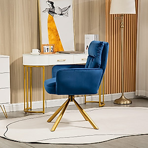 Homedot Contemporary Living Room Chair 180° Swivel Accent Chair with Armrest Mid-Century Bedroom chair Ergonomic Design Makeup Chair with High Back for Vanity,Dining