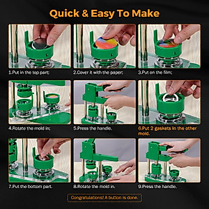 BEAMNOVA 50 Sets of Metal Button Supplies for 32mm 1.26 in (1-1/4 inch) Button Maker Double-Sided Keychain Parts for Button Making Machine Round Badge Crafts Press Maker Supplies