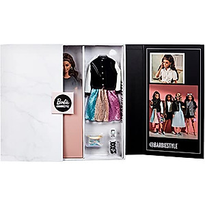 Barbie Signature @BarbieStyle Fully Posable Fashion Doll (Brunette) with 2 Tops, Skirt, Jeans, Jacket, 2 Pairs of Shoes & Accessories, Gift for Collectors