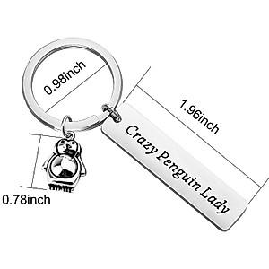 BNQL Crazy Penguin Lady Keychain Gift for Animal Lovers