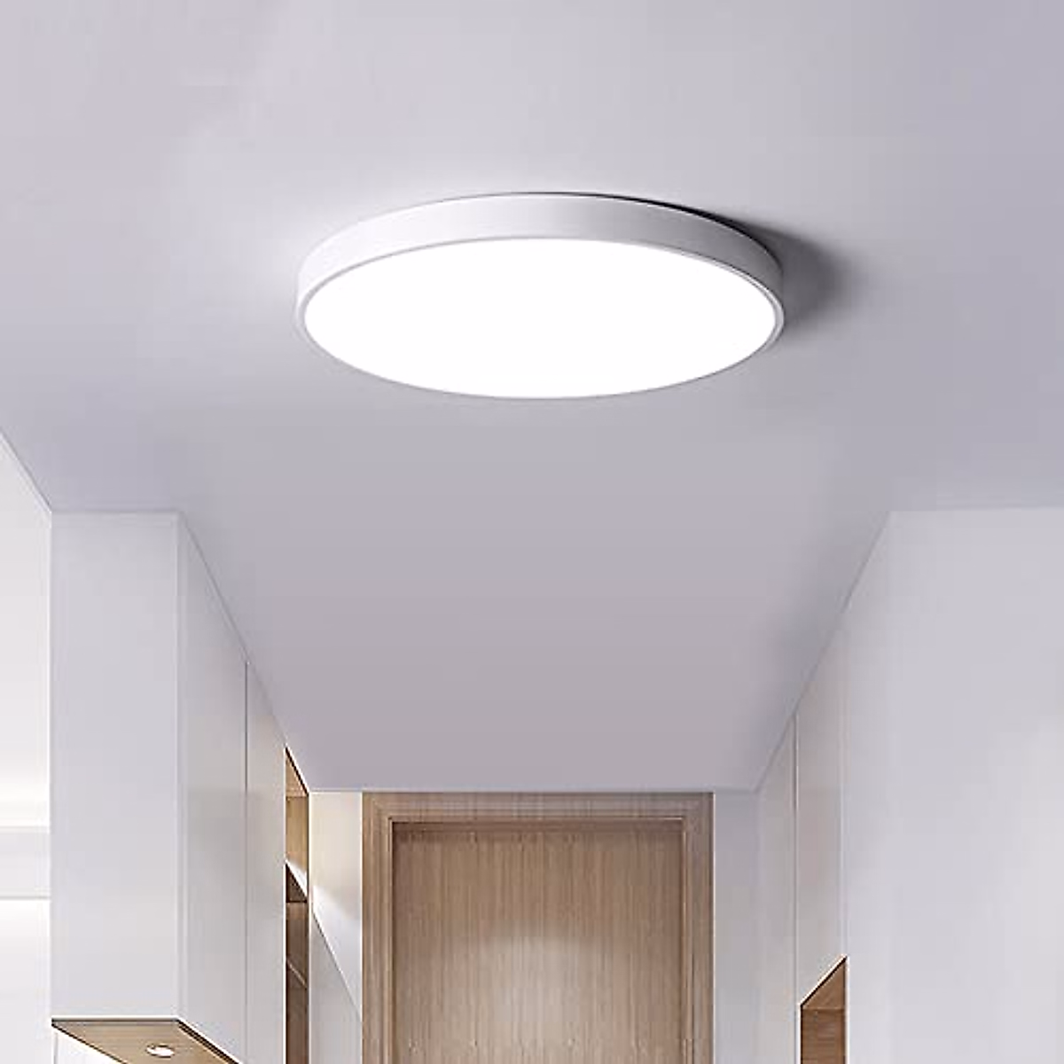 URLTZBRO 20W 10inch Round Flush Mount LED Ceiling Light,6000K Slim White Lighting Lamp Fixture for Bathroom Kitchen,Bedroom,Hallway,Easy Installition
