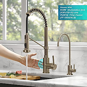 KRAUS Bolden Touchless Sensor Commercial Style 2-Function Single Handle Pull-Down Kitchen Faucet in Spot-Free Antique Champagne Bronze, KSF-1610SFACB