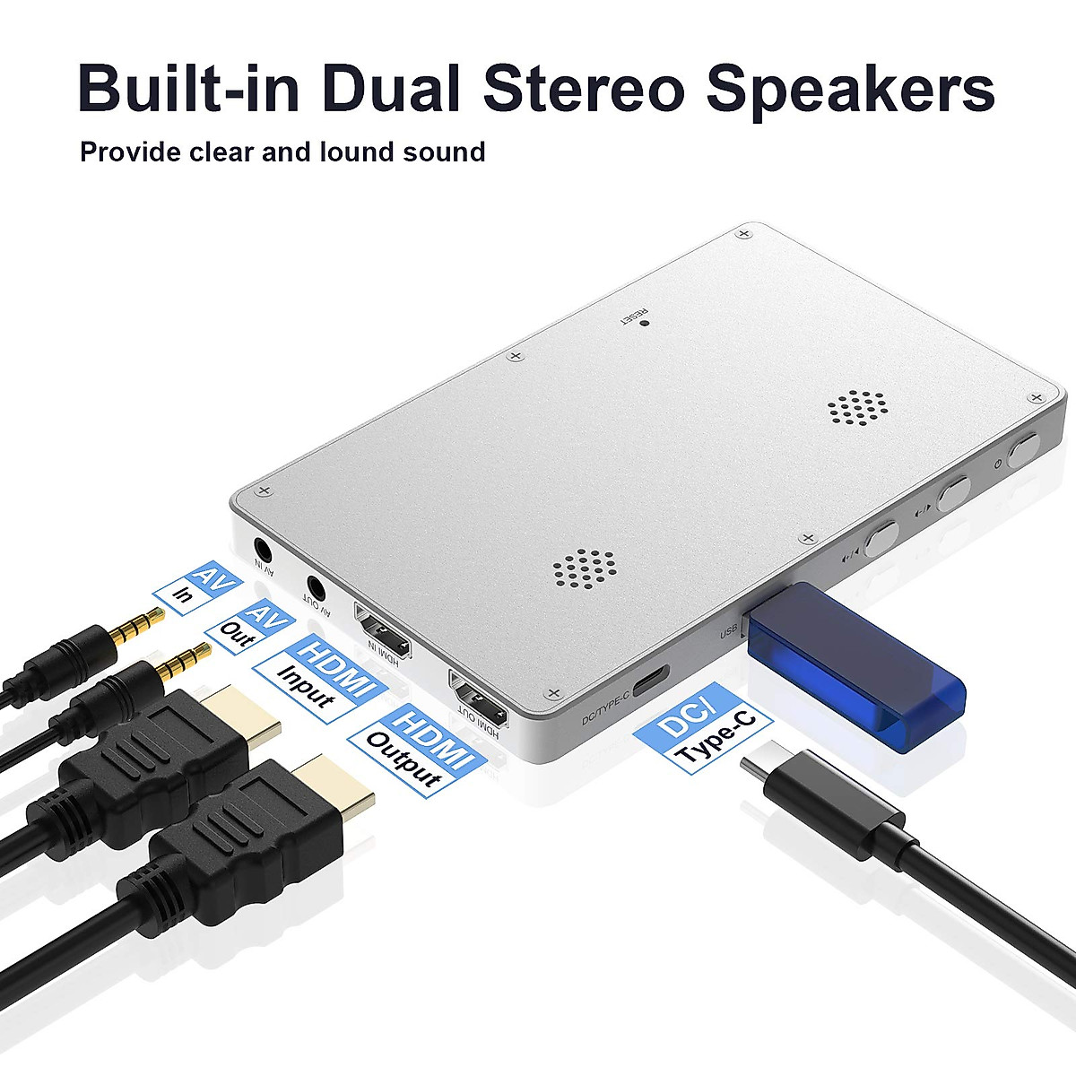 DIGITNOW HD Video Capture Box 1080P 60FPS USB 2.0 Video to Digital Converter with 5" OLED Screen, AV&HDMI Video Recorder Capture from VCR, DVD, VHS Tapes, Hi8, Camcorders, Gaming Systems -Silver