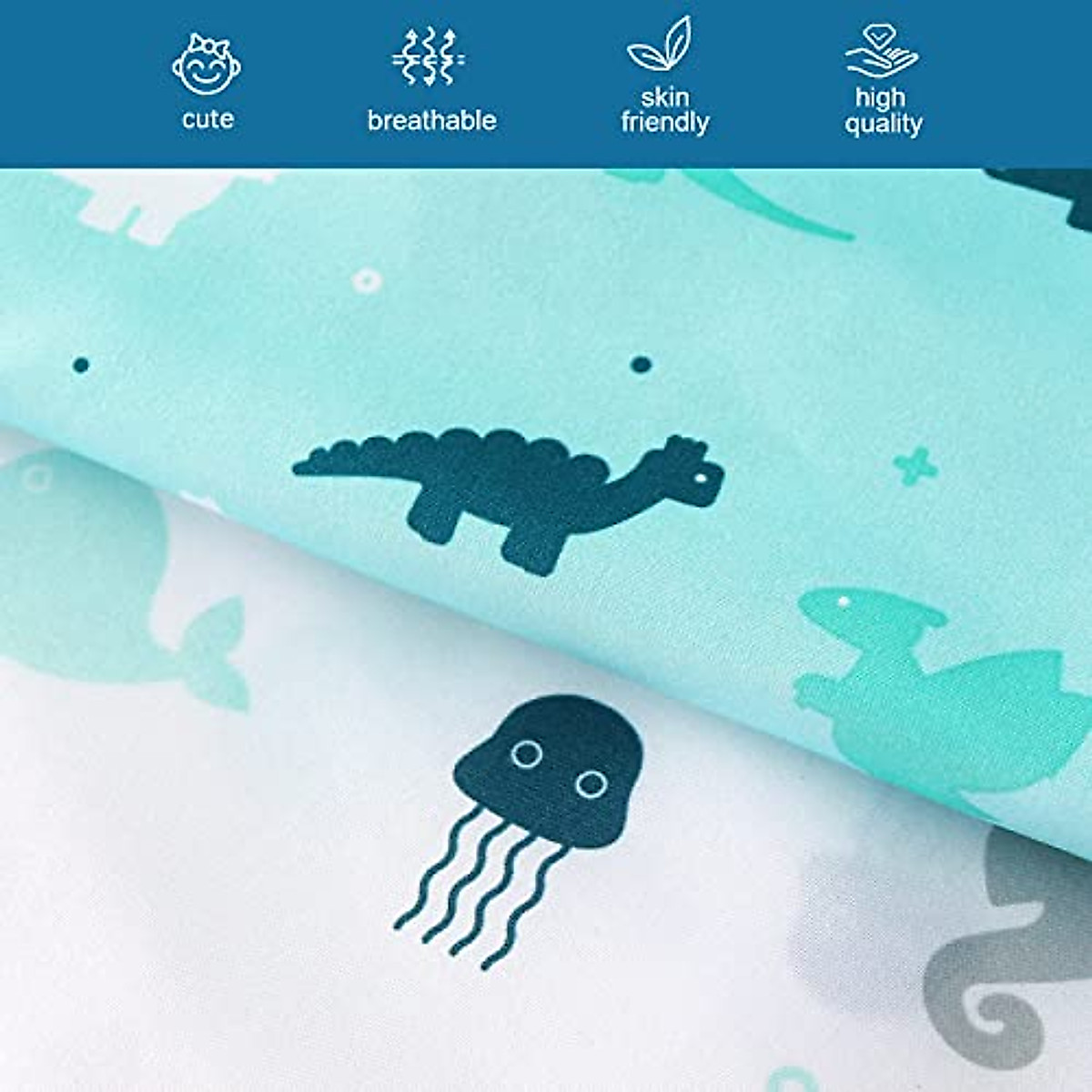 Pack and Play Sheets, Pack n Play Sheets Ultra Soft, Mini Crib Sheets 2 Pack, Pack n Play Mattresses Sheets Compatible with Graco Pack n Play, Soft and Breathable, Dinosaurs