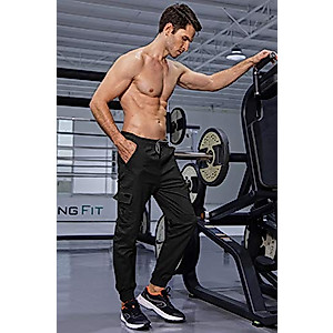 Uni Clau Mens Fashion Cargo Pants Athletic Joggers Pants Chino Trousers Sweatpants Khaki