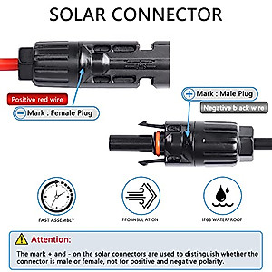 SinLoon 10AWG Solar Panel Cable, Solar Connector Power Pole Adapter, 45A Connector Solar Extension Cable for RV,Part Solar Generator Portable Powerstation (45cm)