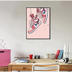 Hypebeast Girly Pink Sneaker Poster – (12x16 Inch) Unframed – AJ Wall art, Hypebeast Room Decor, Indie Wall Art Poster, Pink Room Decor, Sneaker Air Gym Shoes Shoebox Collection Aesthetic Cool Posters for Teen Girls Bedroom Room Dorm Wall Decor by LIYA De