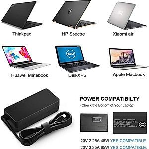 Charger for Lenovo Laptop Computer 65W 45W USB C Fast Power Adapter