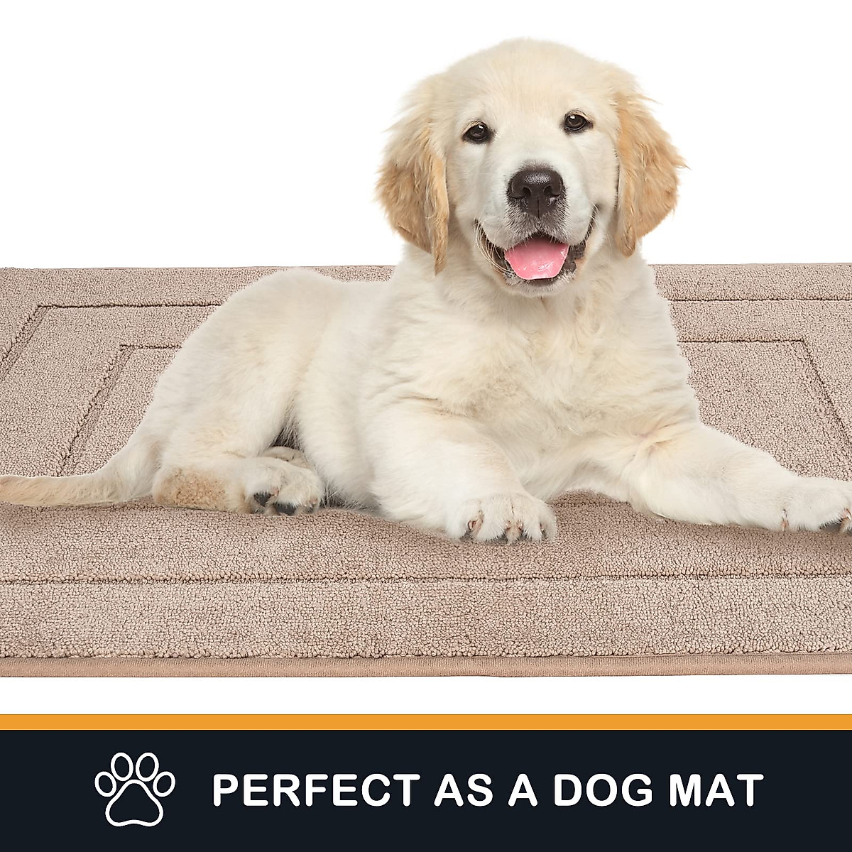 PURRUGS Dirt Trapper Door Mat 24" x 35.5", Non-Slip/Skid Machine Washable Entryway Rug, Dog Door Mat, Super Absorbent Welcome Mat for Muddy Wet Shoes and Paws, Beige