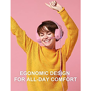 ZIUMIER Z30 Pink Gaming Headset for PS4, PS5, Xbox One, PC, Wired Over-Ear Headphone with Noise Canceling Microphone, LED Flowing RGB Light, 7.1 Surround Sound,Comfortable Earmuffs