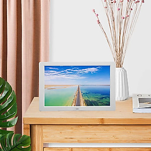 Digital Photo Frame, Electronic Photo Album 100-240V LCD Display 12.1 Inch 1280x800 Repeat Play Plug and Play White for Videos for Pictures (US Plug)