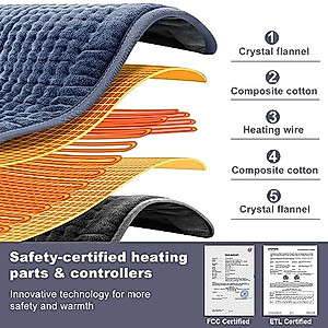 Heating Pad for Back Pain Relief, Extra Large 33 x 17", Portable Heating Pad for Shoulder, Neck, Cramp, Menstrual Pain, with Upgraded 6 Timer & 6 Temperature Controller
