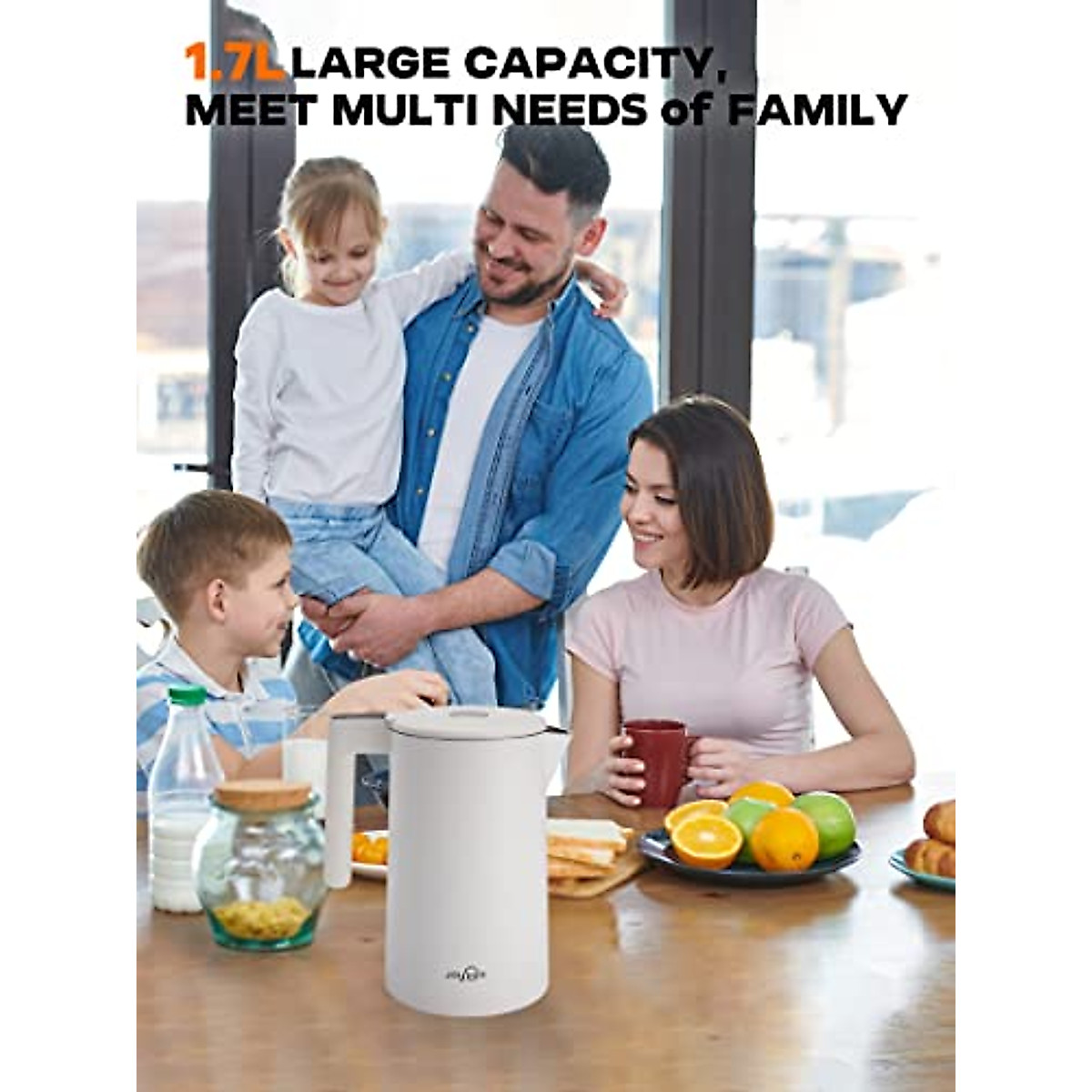 JOYHILL Electric Kettle Temperature Control,6 Variable Temperature Tea Kettle, Stainless Steel Interior 12 Hours Keep Warm,1500W Hot Water Boiler with STRIX Thermostat and Boil-Dry Protection,White