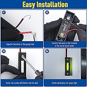 Lighted Doorbell Button, Garage Door Opener Switch with LED Light, 41A4166 Wall Mounted Push to Exit Ringer Button (Black, 1 Piece)