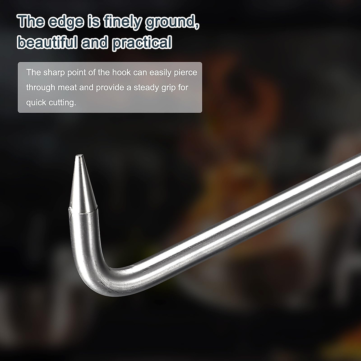 uxcell 15inch T-Handle Meat Boning Hook with Wide Handle, Stainless Steel T Hooks for Kitchen, Butcher Shop, Restaurant, BBQ Tool, Silver