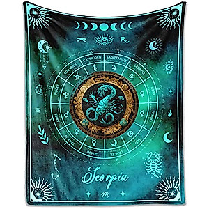 NICEFORNICE Scorpio Blanket Gifts, 50"x40" Rectangular Flannel Zodiac Throw Blanket Cozy, Blankets Gift for Boys Girls Teen Women Men Tarot Cards Lovers Birthday Anniversary Festival